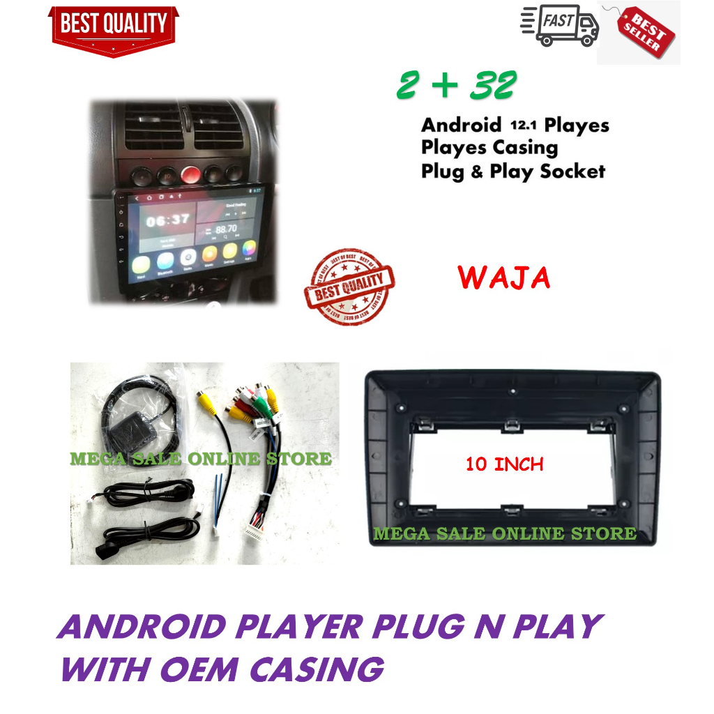 Proton WAJA android player 10 inch PLUG N PLAY with OEM casing | Shopee ...