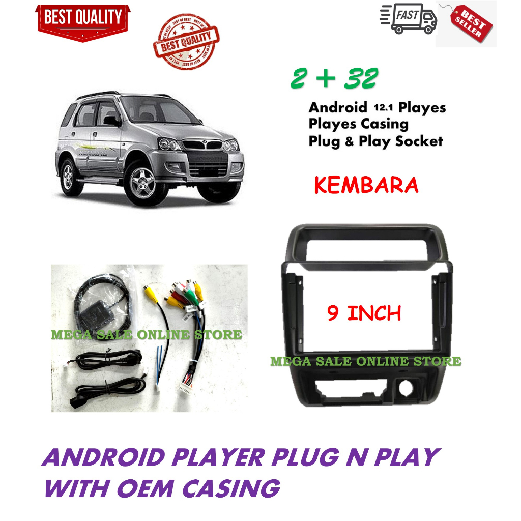 PERODUA KEMBARA android player 9'' inch PLUG N PLAY with OEM casing ...