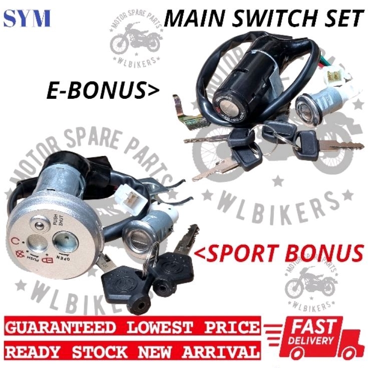SYM E BONUS SPORT BONUS MAIN SWITCH SET KUNCI SET KEY SET SEAT LOCK ...