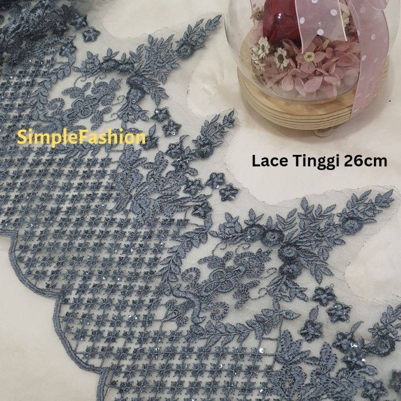 Border Lace Sulam with Sequin / Renda Baju / Lace Labuci / Renda ...