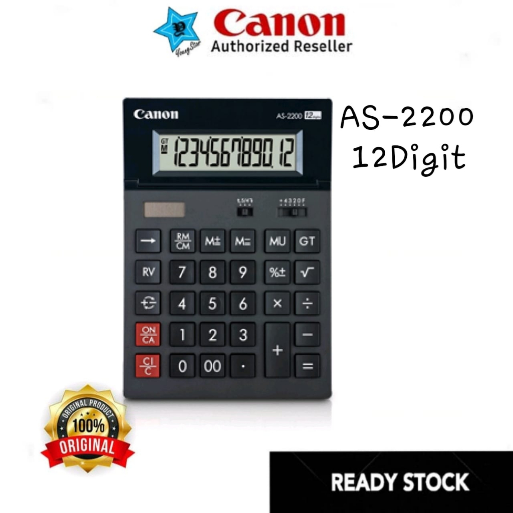 ORIGINAL CANON AS-2200 Desktop Calculator 12 Digit Large Adjustable Lcd ...