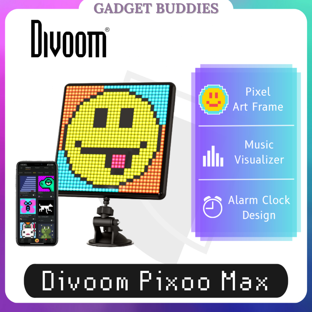Divoom Pixoo Max Pixel Art Frame | Lighting Decor | Clock Alarm ...