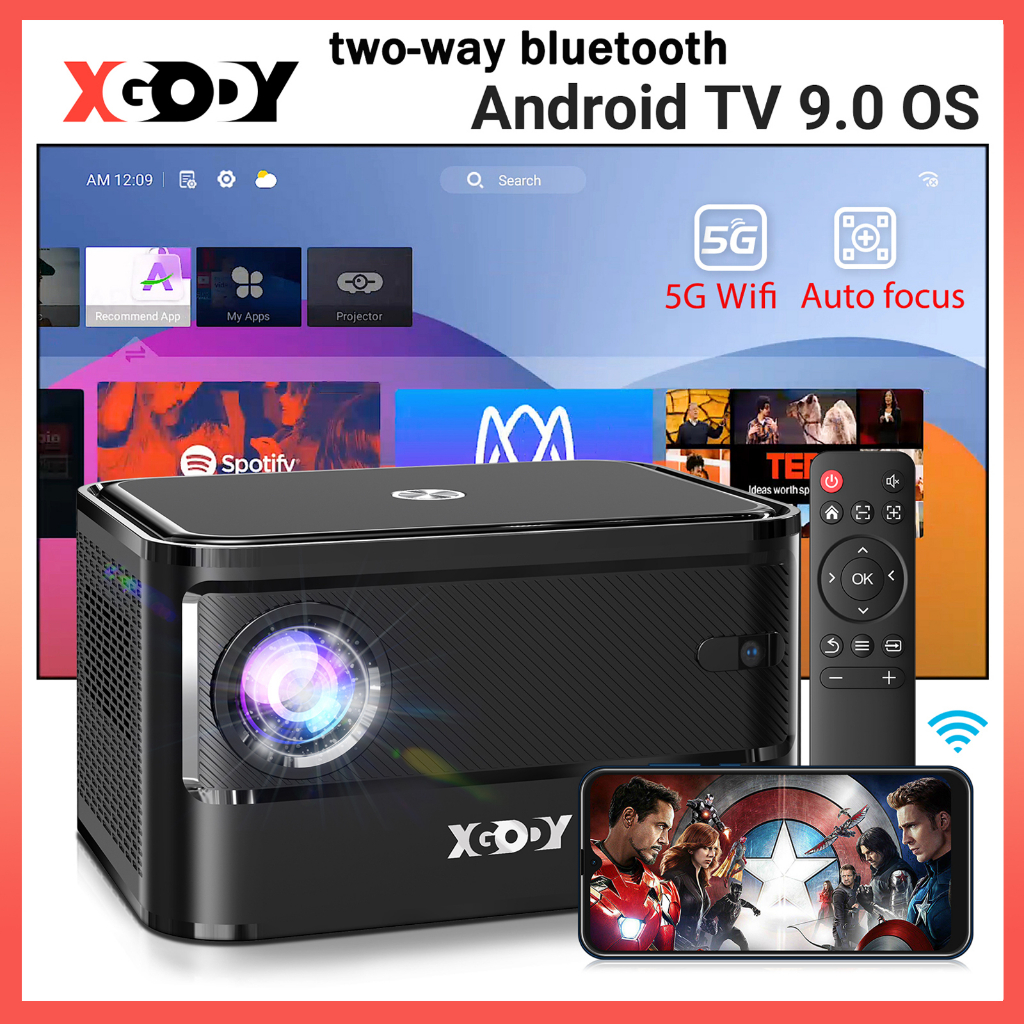XGODY A40 Smart Mini Projector LED Portable Bluetooth Android 9 Auto ...