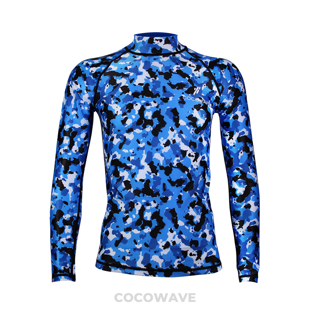 COCOWAVE Camouflage Rash Guard Long Sleeved - Baby Blue (Lycra) Diving ...