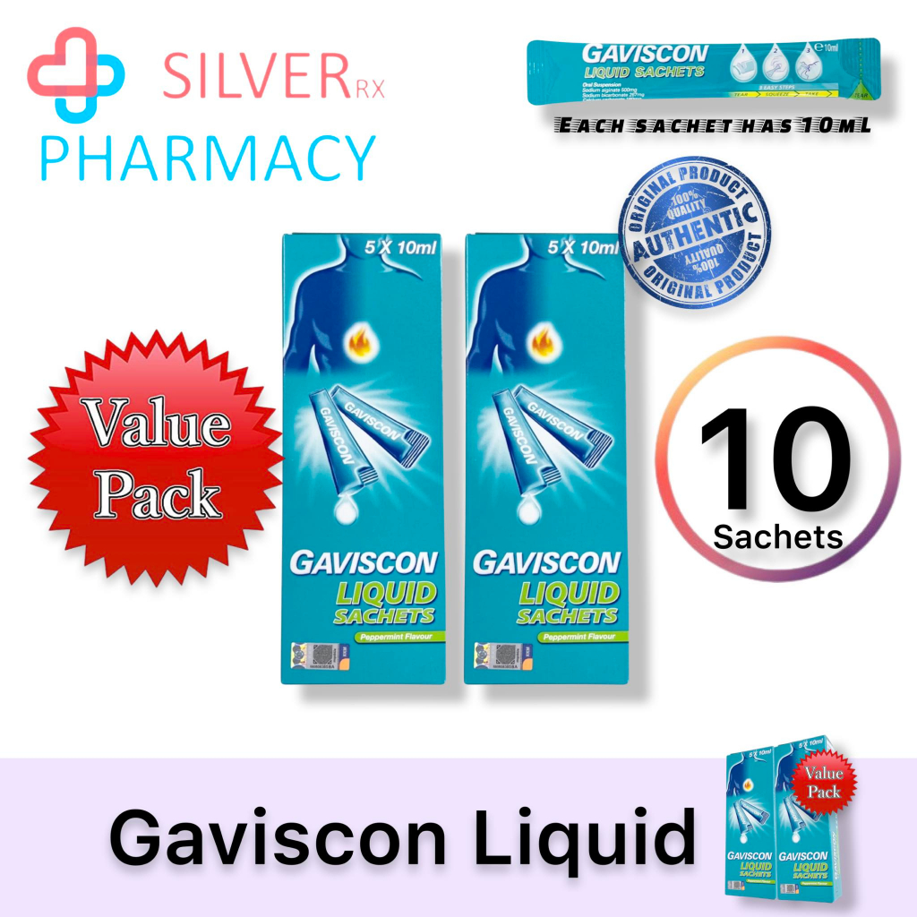 [Exp 10/2024] Gaviscon Peppermint Liquid 10mL Sachet [1 Sachet/Single ...
