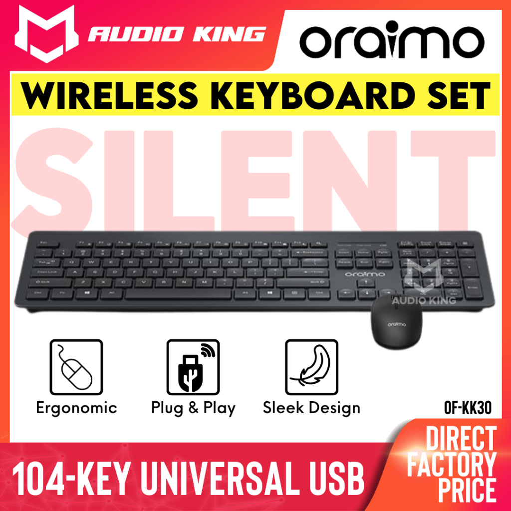 ORAIMO 104-Key Wireless Silent Laptop USB PC Slim Full Size Keyboard ...