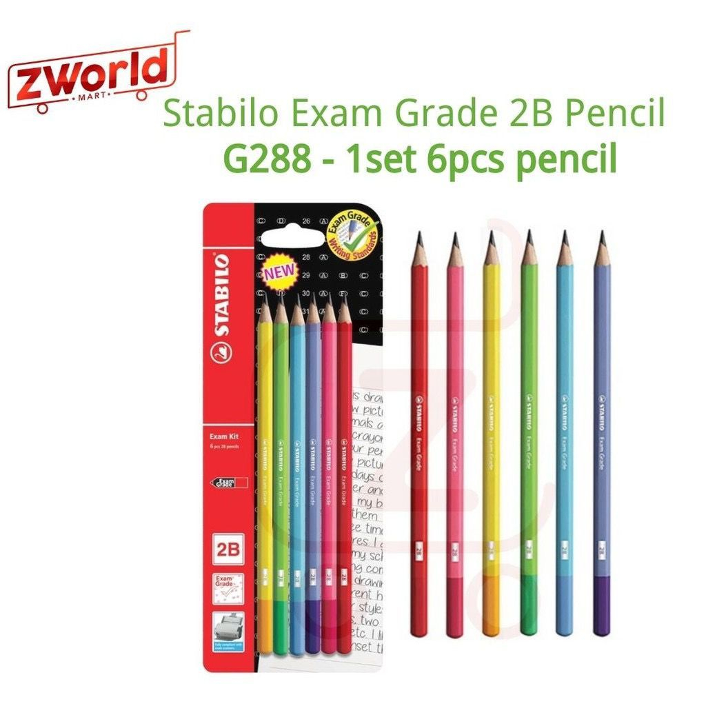 STABILO Exam Grade 2B Pencil (12 Pieces) 288-12's / 288-6's / 288G-12's / 288G-6's | Shopee Malaysia
