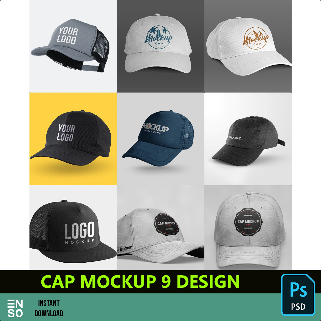 PSD Cap Mockup Design Template | Stylish Hat Design Mockup | Cap ...