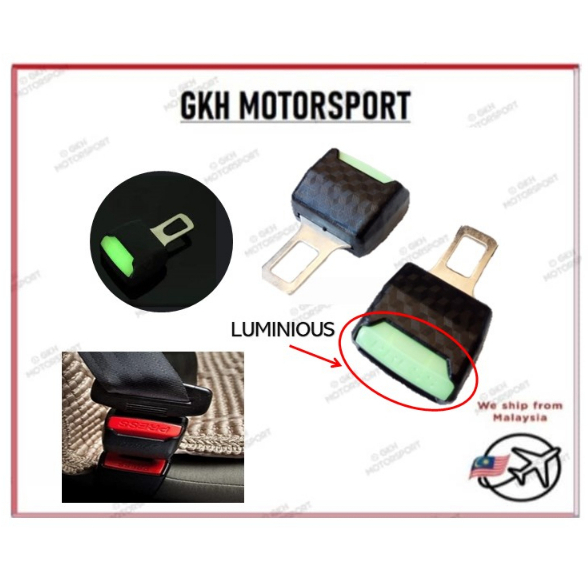 CAR UNIVERSAL SAFETY BELT LOCK BUCKLE EXTENTION 3D CARBON LUMINIOUS ...