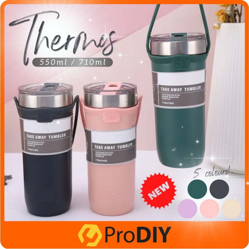 PRODIY 550ml/710ml Thermos Tumbler 304 Stainless Steel Vacuum Insulated Travel Coffee Tea Mug ...