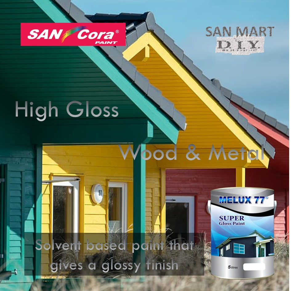 (1 Litre) SANCora MELUX 77 Gloss Finish / Wood & Metal Paint/ Cat Minyak Kayu & Besi / 铁漆 ...