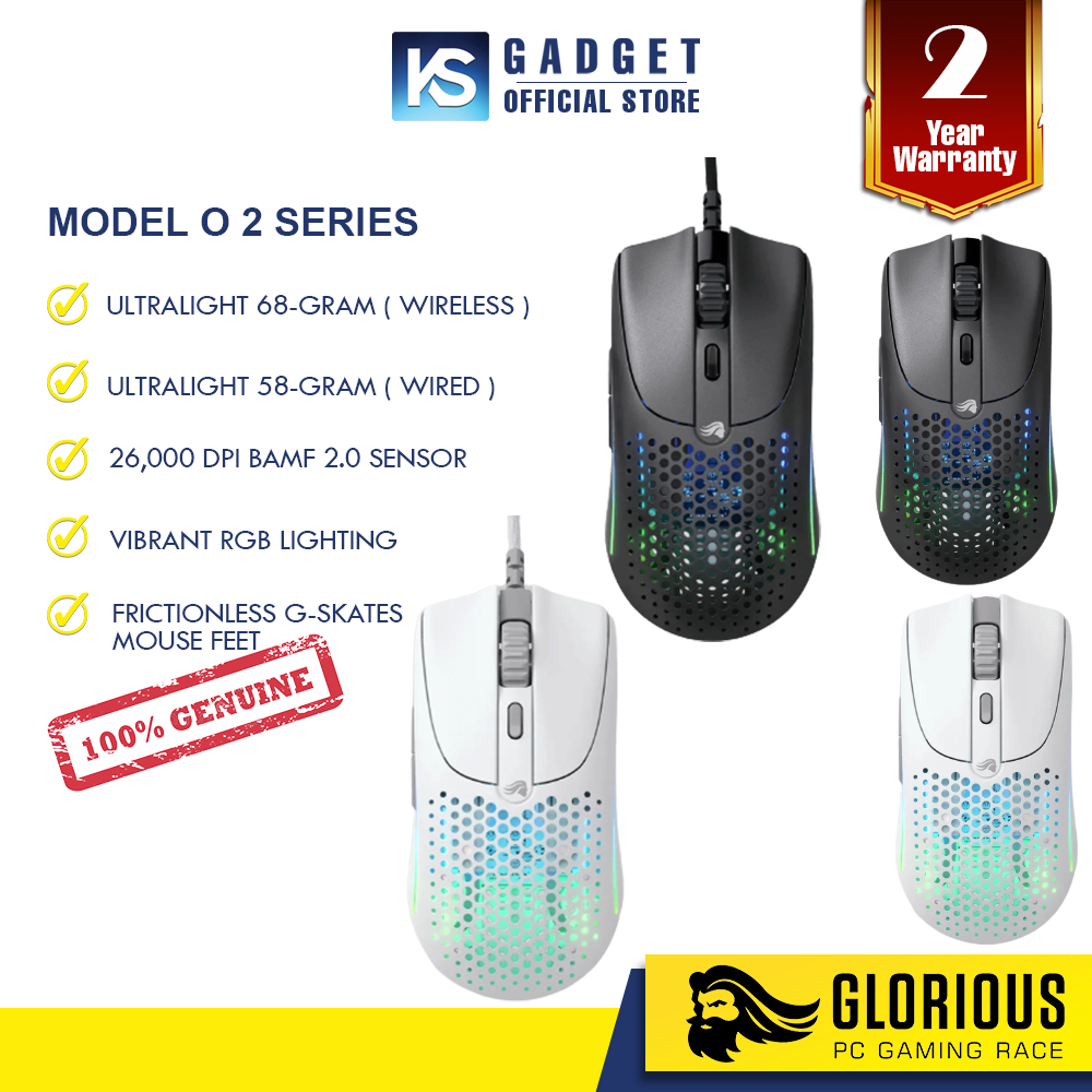 Glorious Model O 2 Wired / Wireless Gaming Mouse ( 26,000 DPI / Vibrant ...