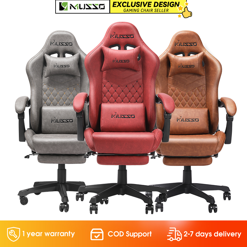 MUSSO Shark Series Gaming Chair with Footrest Ergonomic Computer Chair ...