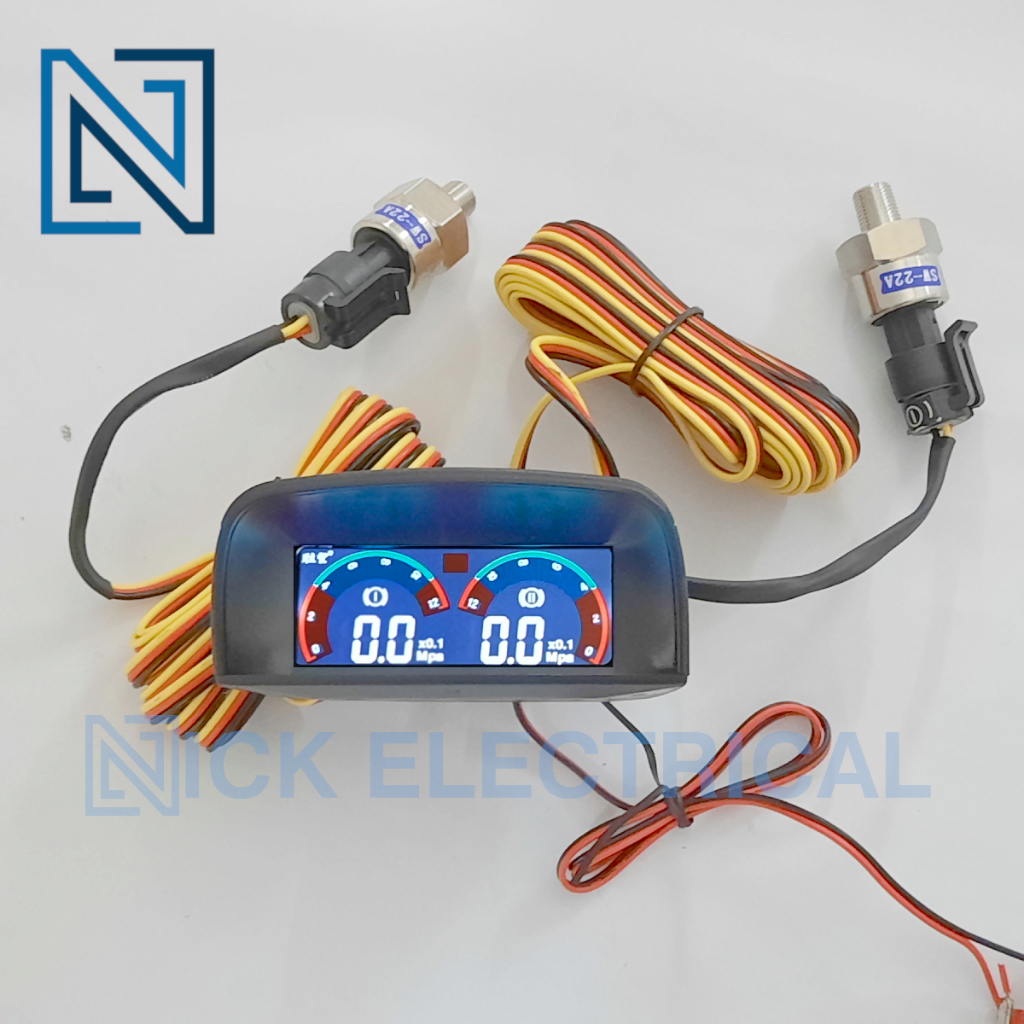 Universal 12V 24V LCD 2 Side Digital Air Gauge Air Meter with Warning ...