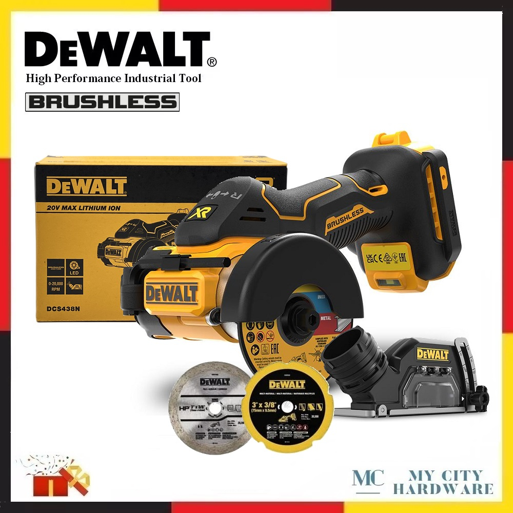 DeWalt DCS438N-XJ 18/20V 76mm ( 3" ) Brushless Cordless Cut Off Tool ...