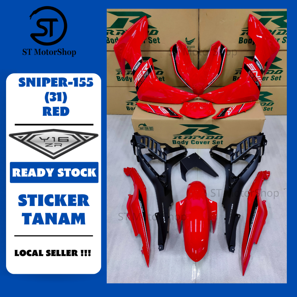 YAMAHA Y16 Y16ZR SNIPER-155 (31) RED COVER SET (STICKER TANAM) RAPIDO ...