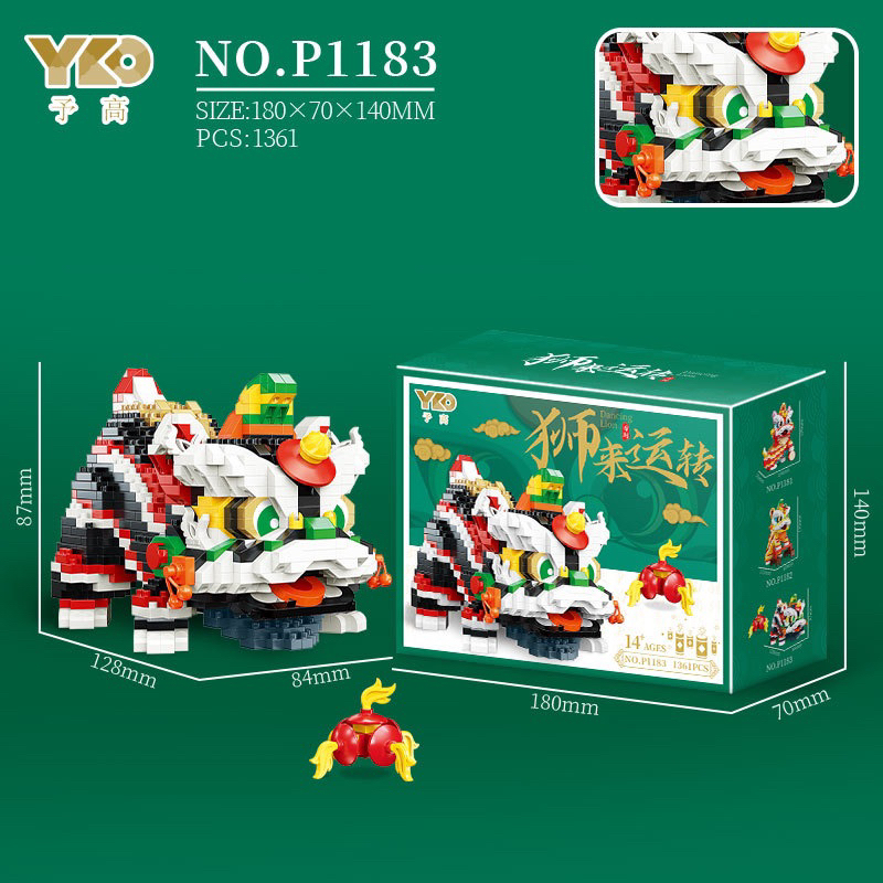 YKO lion dance building blocks Chinese traditional dancing lion lego ...
