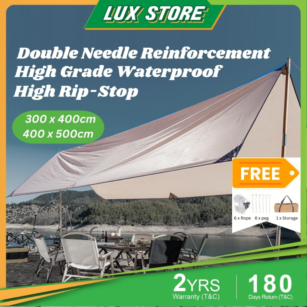 Flysheet Waterproof [3x4 / 3x5 M] Groundsheet Camping Tarp Tent Shelter ...