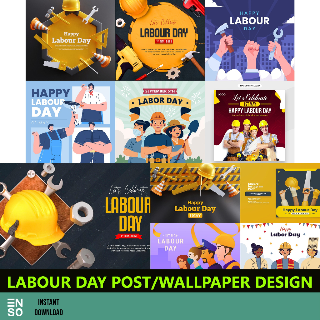 13 Design Labor Day Social Media Post Template | PSD or AI format ...