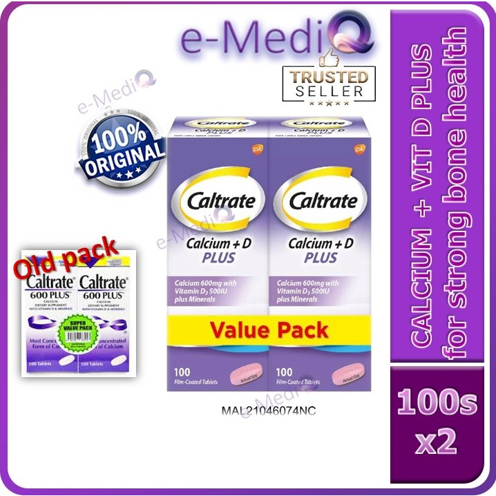 Caltrate 600 Plus Calcium Dietary Supplement For Bone Health With ...