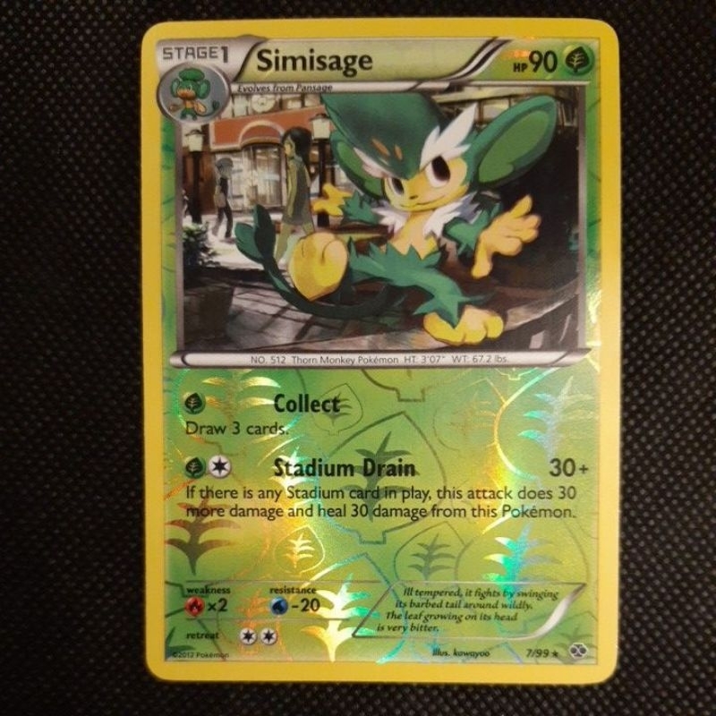 Pokemon Card TCG : Vintage Card: Simisage 7/99 Reverse Holo 100% ...
