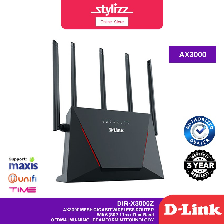 D-LINK DIR-X3000Z AX3000 Mesh Gigabit Wireless Router WIFI 6 with OFDMA & MU-MIMO | Shopee Malaysia