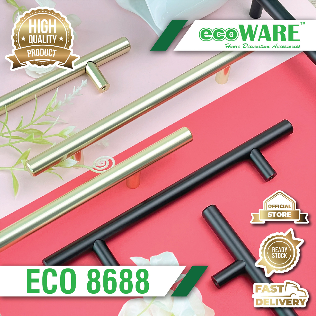 ecoWARE ECO8688 T Bar Handle Matt Black Brushed Brass Colour Handle ...