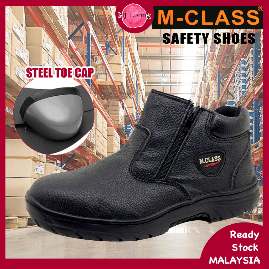 M Class Men Middle Cut Safety Shoes 126M Zipper Boots PVC Leather ...