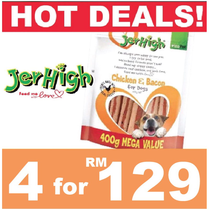 Jerhigh Chicken with Bacon Flavour 400g (4 packs) | Shopee Malaysia