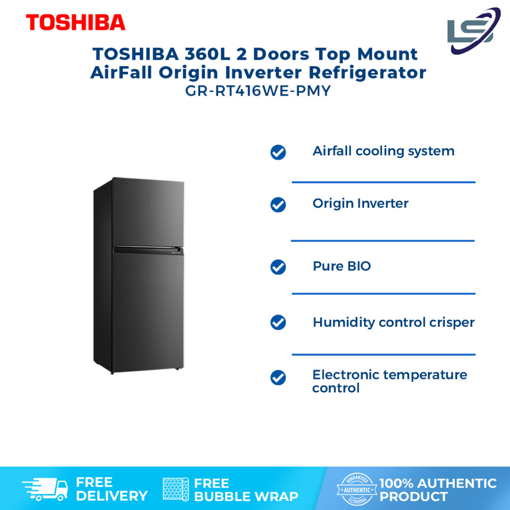 TOSHIBA 360L 2 Doors Inverter Refrigerator GR-RT416WE-PMY(06) | AirFALL ...