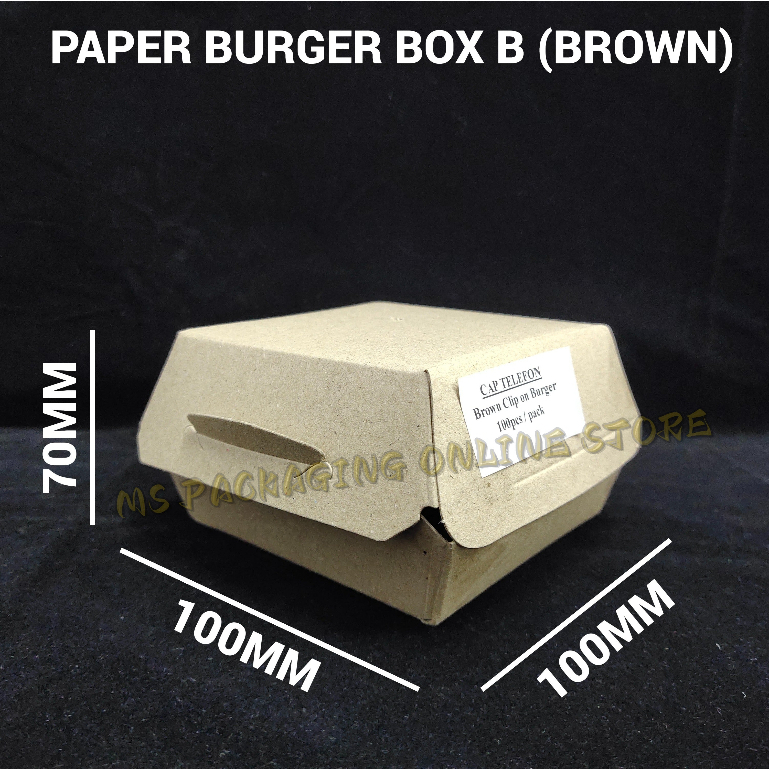 (100pcs±)brown Paper Burger Box / Disposable Paper Burger Box | Shopee ...