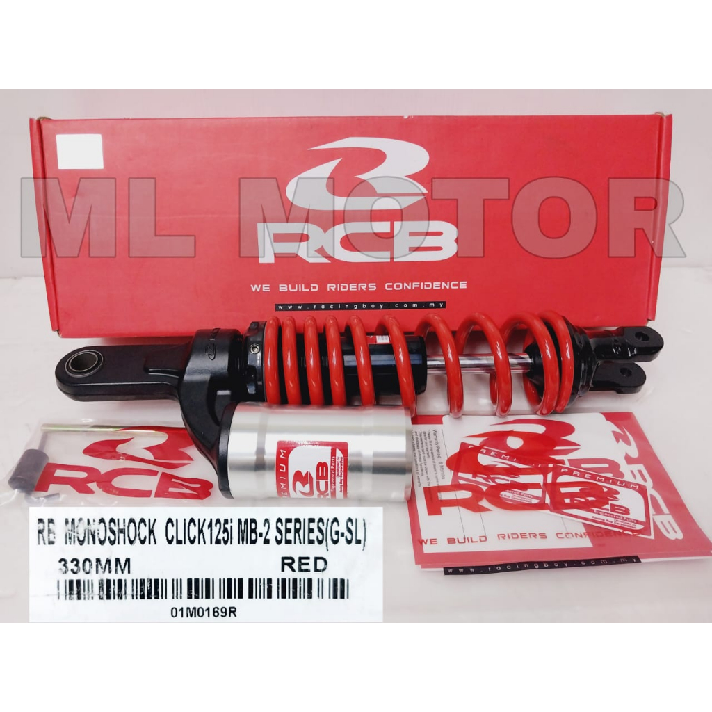RACING BOY RCB RB MONOSHOCK CLICK 125i MB-2 SERIES (330mm) Black/Red EX5/RXZ/WAVE 125/WAVE 125S ...