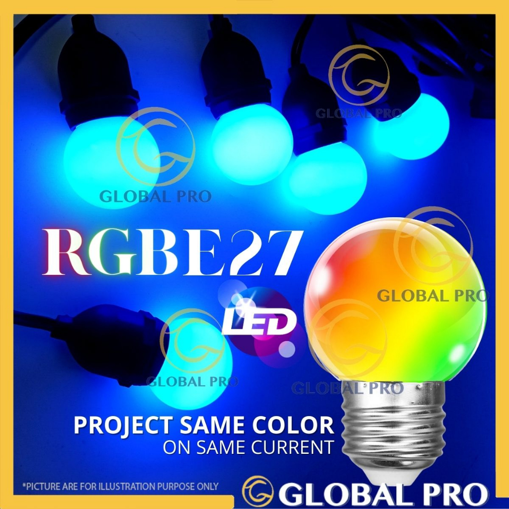 G45 E27 Colorful Bulb Mentol Bulat Raya Lampu Warna Warni LED Multi ...