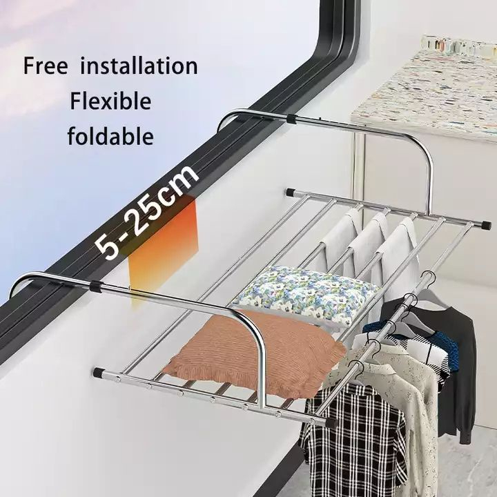 Stainless Steel Extendable Towel Hanger Ampaian Drying Rack Balcony ...