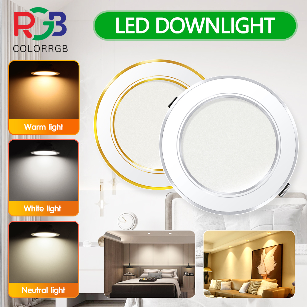 LED Downlight lampu led ceiling hole lights Three colors adjustable18W ...