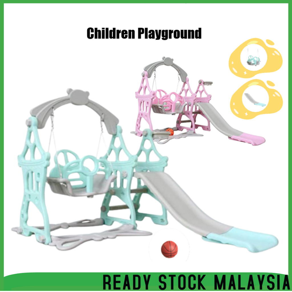 Big Swing Slide Playground With Basketball Hoop Wide Stable Base castle ...