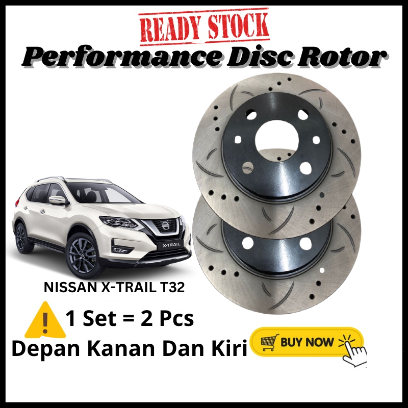 Nissan X-Trail T32 Xtrail Front Performance Brake Disc Rotor Slotted & Drilled High Quality ...