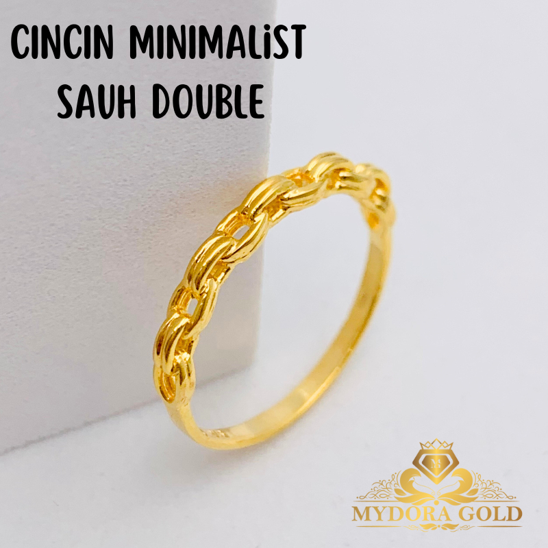 MydoraGold | Cincin Sauh Double Minimalist | Cincin Emas 916 [916 Gold ...