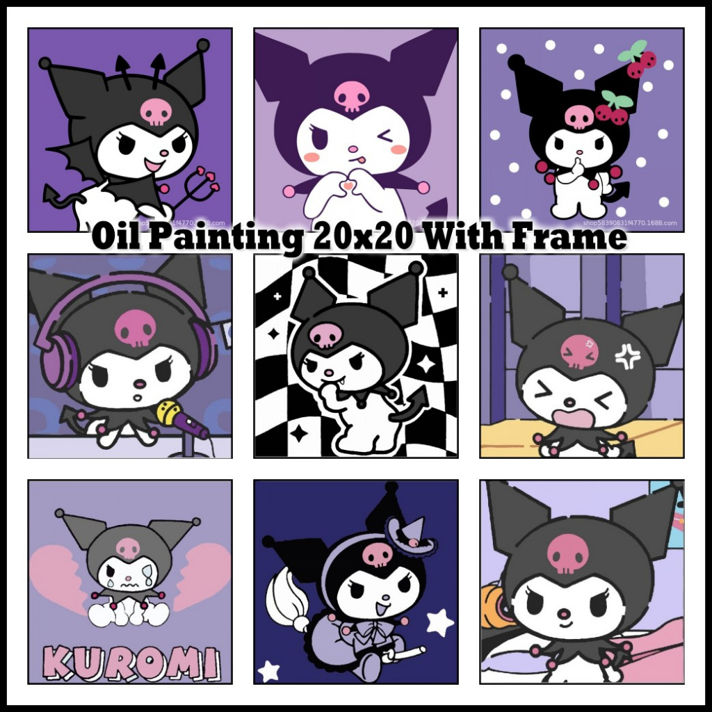 🇲🇾DIY Cartoon Kuromi Digital Oil Paint 20x20cm Canvas Painting By ...