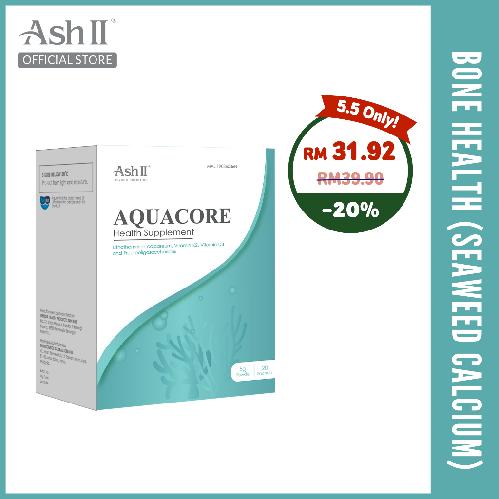 [5.5] Ash II Aquacore Seaweed Calcium Strong Bone Vitamin D & Vitamin K Supplement (5g X 20 ...