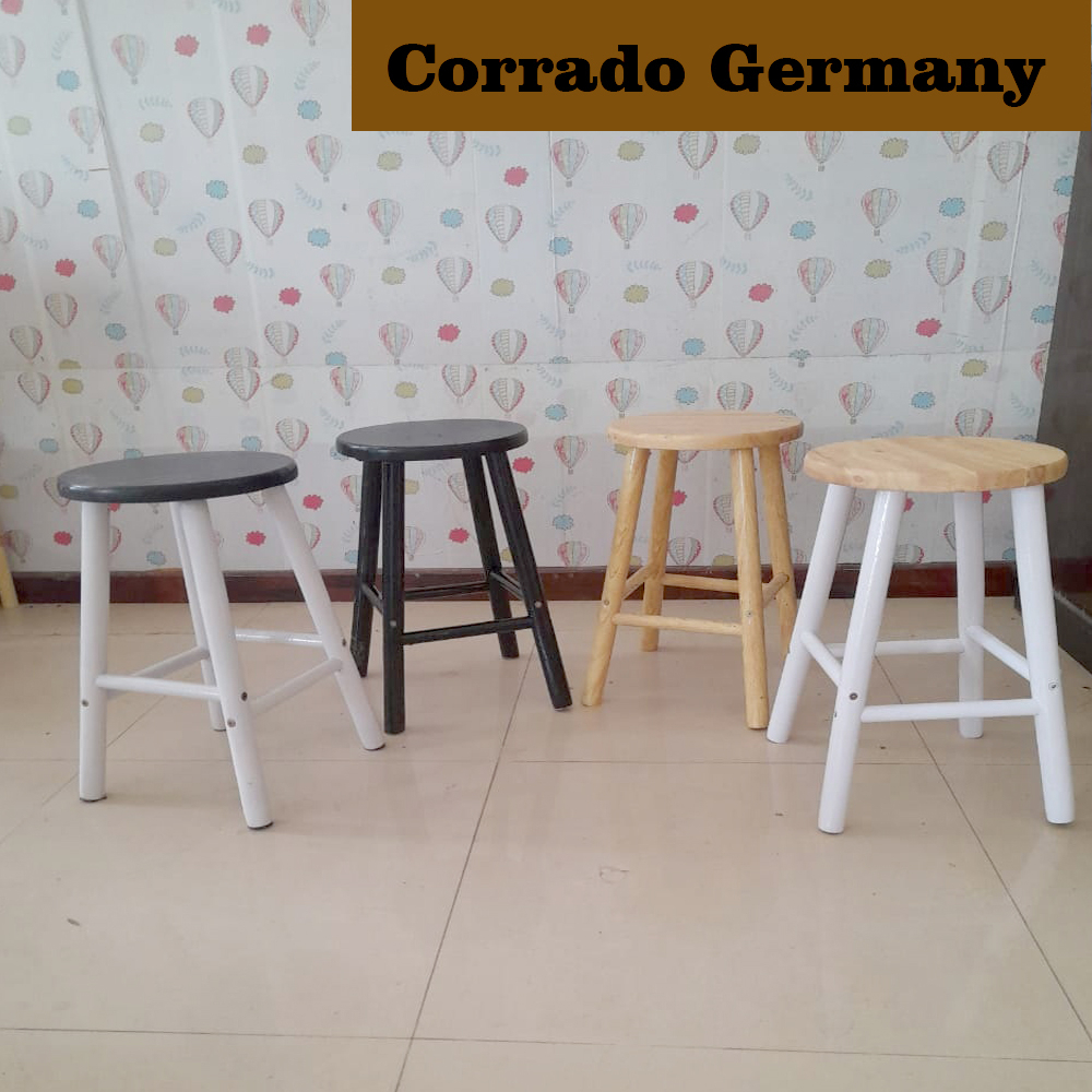 Full Solid Rubber Wood Stool Wooden chair Solid wood Bar/ Bangku Makmal ...