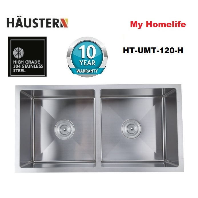 HAUSTERN Undermount Double Bowl 304 Stainless Steel Sink / HT-UMT-120-H ...
