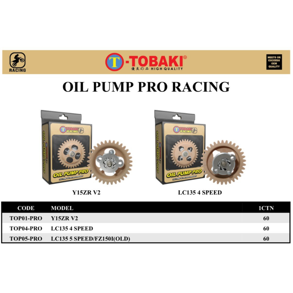 TOBAKI RACING [ NEW VERSION ] PRO RACING OIL PUMP KIT WITH GEAR LC135 ...