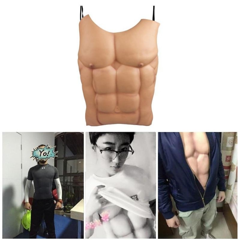 EVA Men Male Big Fake Chest Muscle Body 6 Pack Cosplay Crossdress ...