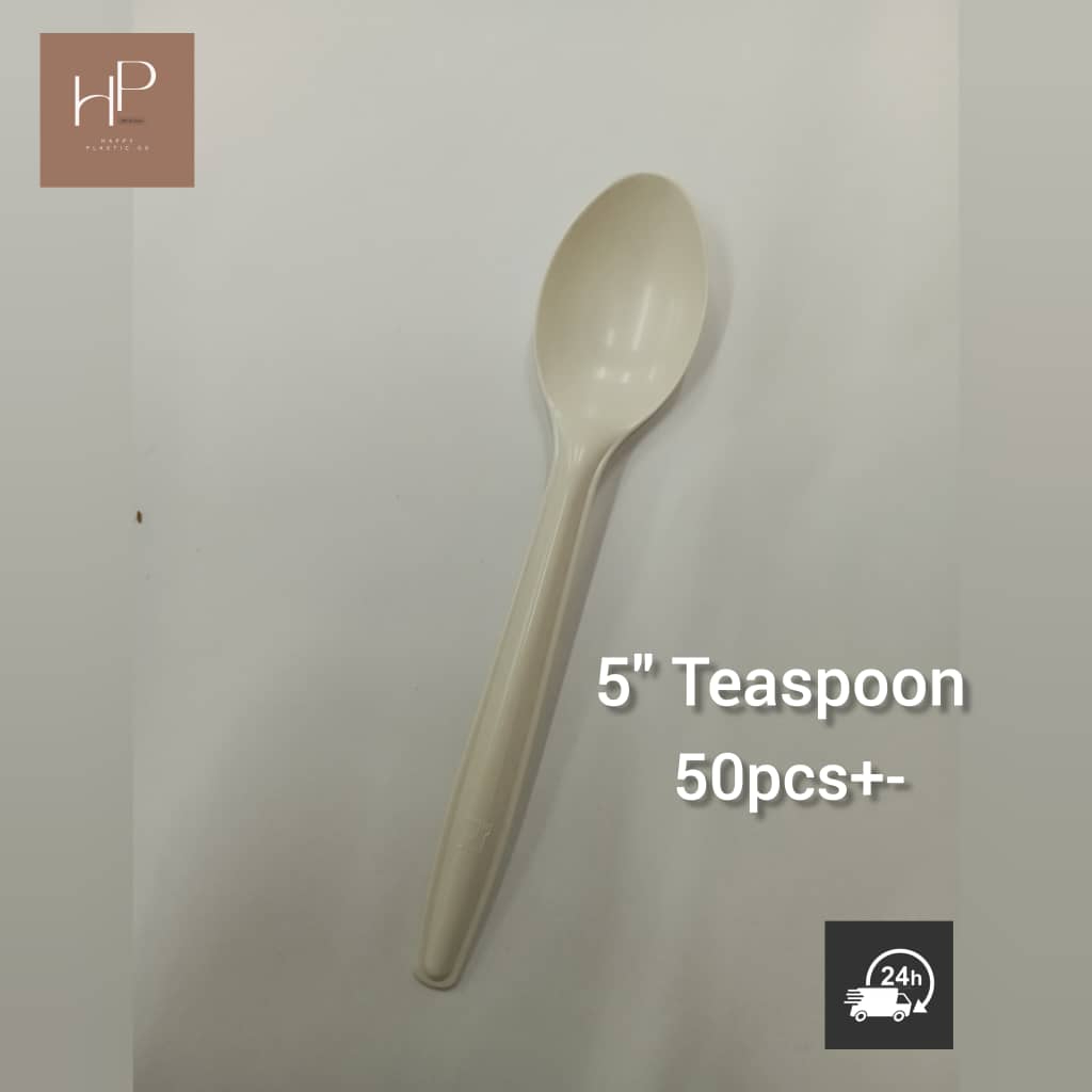Disposable 5" Teaspoon White (50pcs+-) Sudu Teh Plastik Putih 5" Pakai ...
