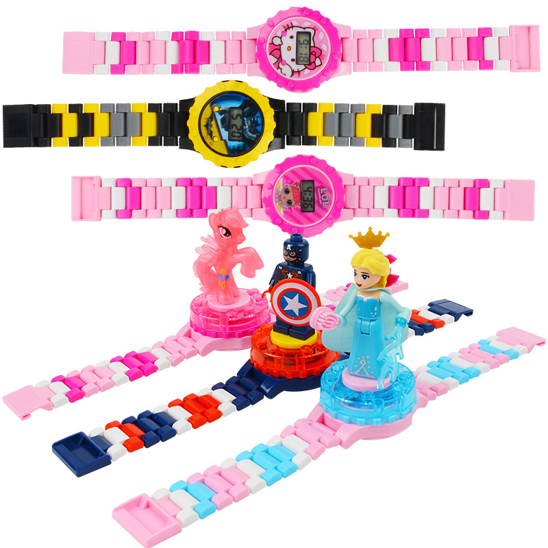 Kids Block Watches Spinning Toy Watch Digital Avengers Batman Ultraman ...