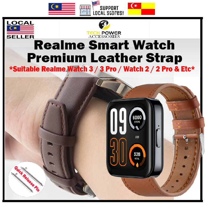 Realme Watch Premium Leather Strap ,Tali Jam Kulit Kualiti Baik For ...