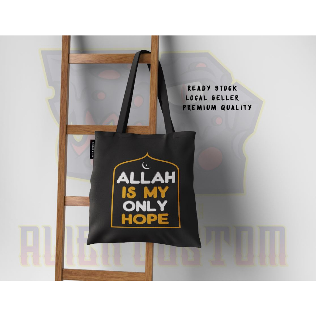 (Ready Stock) Islamic Arabic Design Canvas Black Premium Tote Bags ...