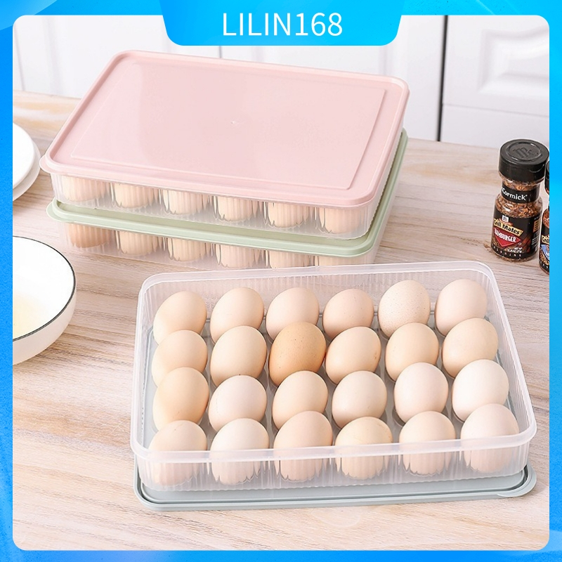 24 Grid Egg Plastic Storage Box Transparent Egg Tray Fridge Food ...