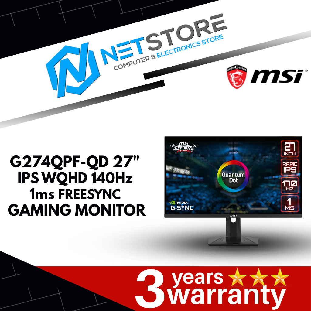 MSI G274QPF-QD 27" IPS WQHD 140Hz 1ms FREESYNC GAMING MONITOR 9S6-3CC29H-051 | Shopee Malaysia